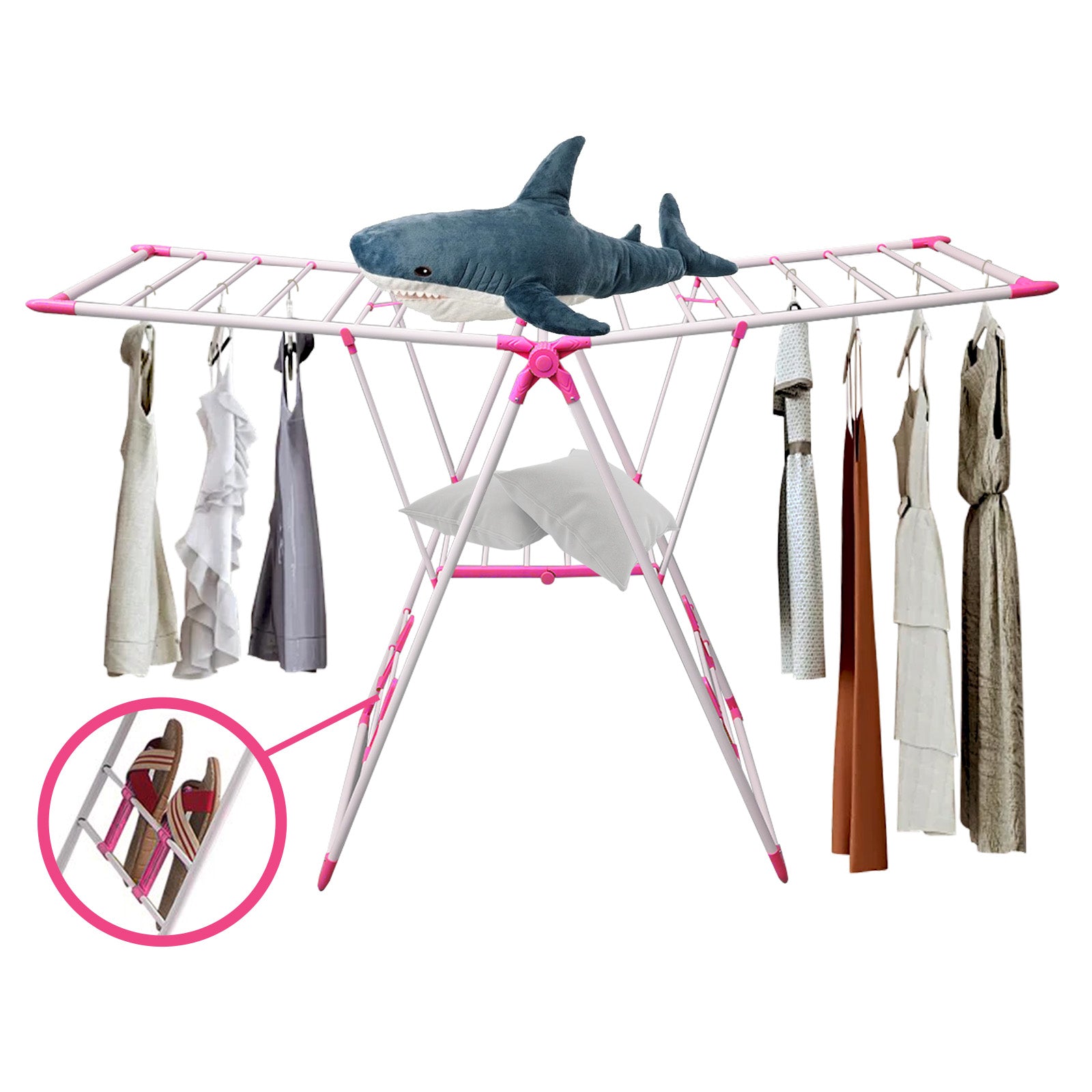 2-Tier Collapsible Clothes Drying Rack, Height-Adjustable Laundry Rack ...