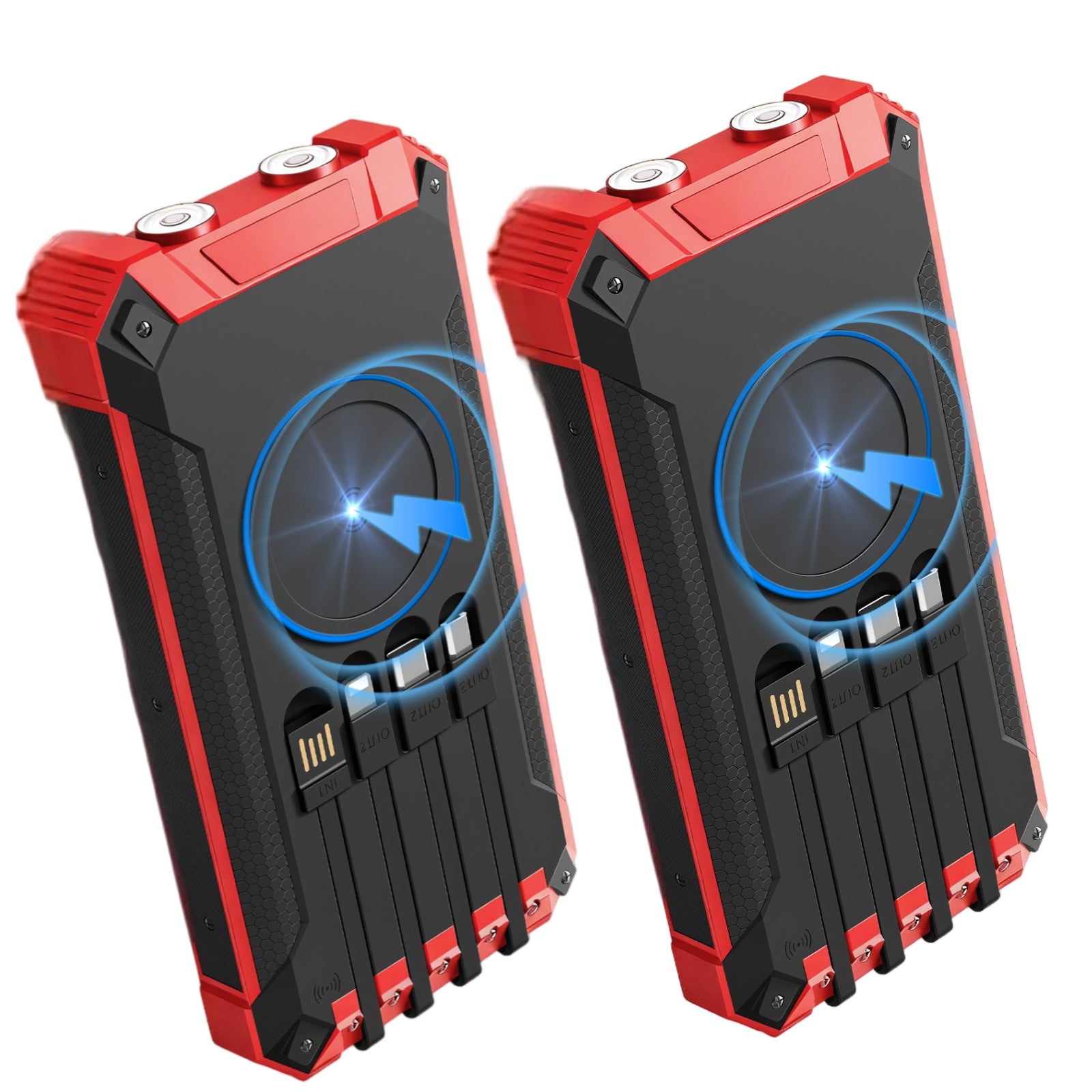 2PK Power Bank Wireless Charger 46800mAh Built in 4 Cables Six Outputs ...